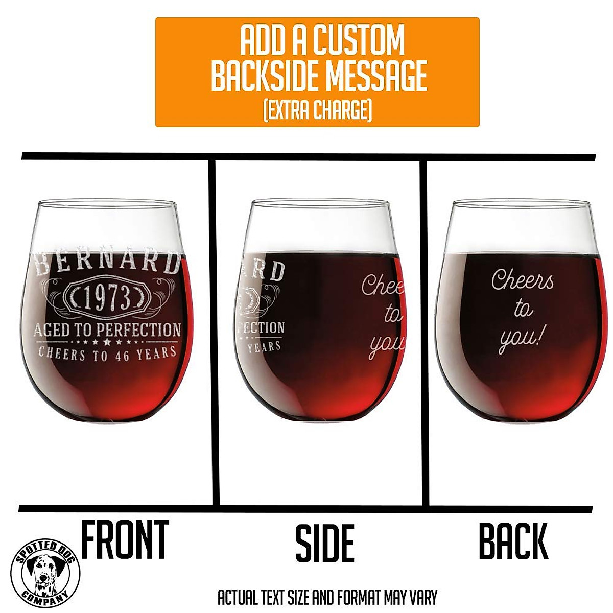 Personalized Etched 17oz Stemless Wine Glass - Customized Gifts for Women, Unique Custom Name Happy 40th Birthday Gifts for Mom Sister Adult Daughter, Turning Years Old for Her, Bday Party, Bernard