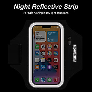 RUNBACH Armband for iPhone 15 Pro Max/15 Plus/iPhone 14 Pro Max/14 Plus/13,12,11 Pro Max/XS Max/iPhone 8/7 /6 Plus,Water Resistant Sport Armband with Zipper Slot for Airpods and Keys (Black)