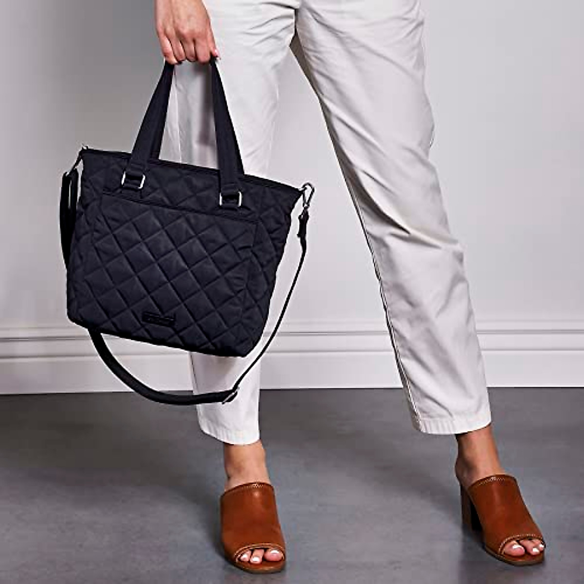 Vera Bradley Women's Performance Twill Multi-Strap Shoulder Satchel Purse, Peach Blossom Bouquet, One Size