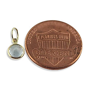 Aquamarine Charm 5mm Round Handmade In 14k Yellow Gold