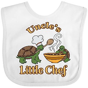 inktastic Uncle's Little Chef with Cute Turtles Baby Bib White 37eb6