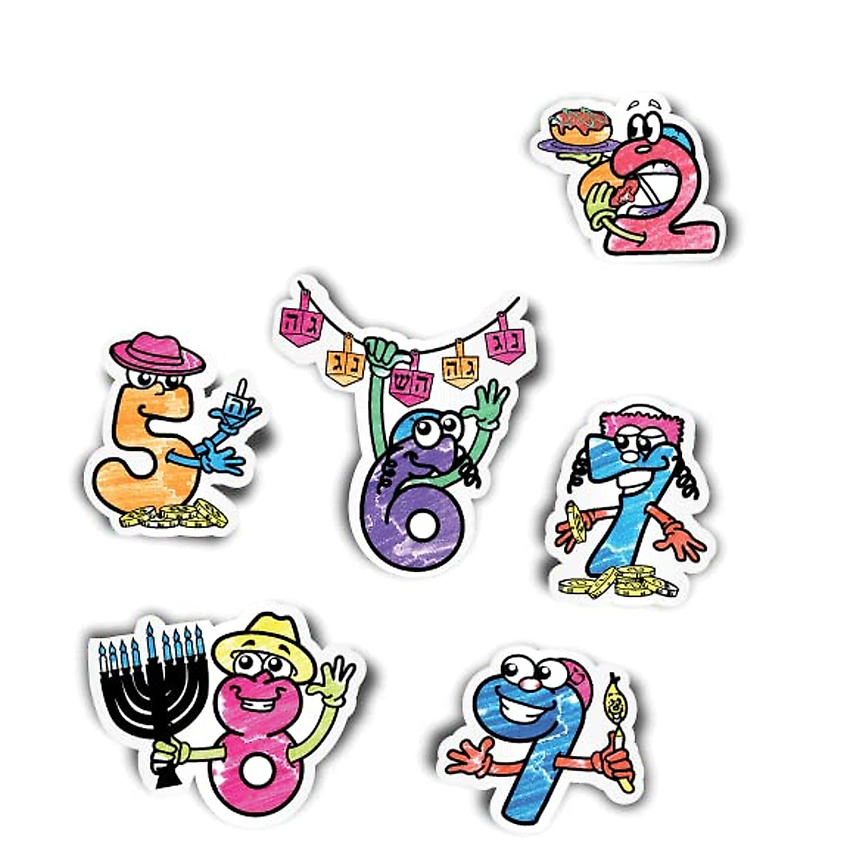 Izzy 'n' Dizzy Hanukkah Color-in Stickers Art Kit - Includes 8" x 6" board and 4 Crayons - Chanukah Arts and Crafts - Gifts and Games