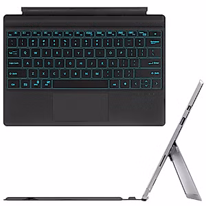 FINTIE Type Cover for Microsoft Surface Pro 7/7 Plus, [7-Color Backlit] Wireless Bluetooth Keyboard with Rechargeable Battery/Trackpad, Compatible with Pro 6/5/4/3 (Black)