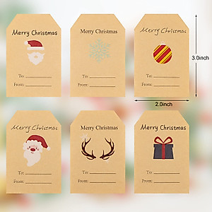 HongyiTime 200 Count Tags Sticker,Christmas Labels,6 Jumbo Designs Christmas Stickers Name Tags,Holiday Present Label (Large)