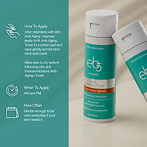 eb5 Aha Anti-Aging Facial Toner with Vitamins and Antioxidants, Tones, Firms & Tightens, Alchohol-Free, Clinically Tested on Sensitive Skin (6 fl oz)