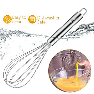 HOTEC 4 Pieces Stainless Steel Whisks Set Wire Whisk Balloon Whisk Egg Beater Kitchen Utensils for Stirring, Beating, Blending