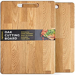 Cutting Board - 16x12 Inches Large Wood Cutting Board - Oak Cutting Board with Handle - Steak Board - Fruit Cutting Board - Real Wood Cutting Board - Chopping Board for Kitchen