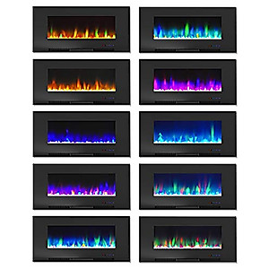 Cambridge Slate Blue Somerset 70 Electric Fireplace TV Stand with Multi-Color LED Flames, Crystal Rock Display, and Remote Control