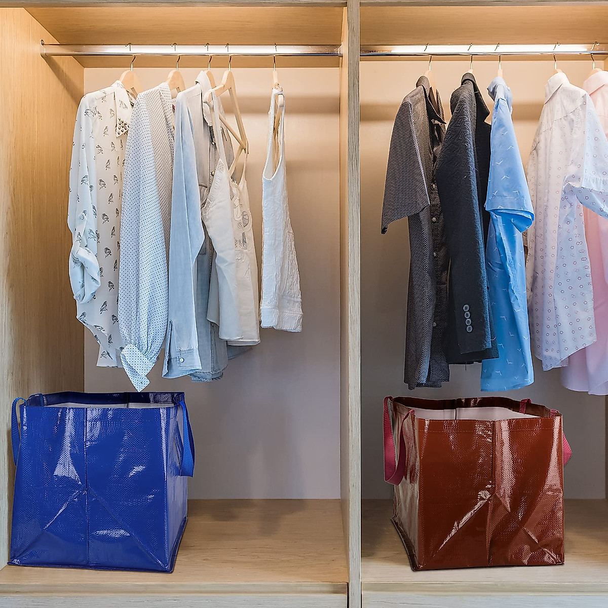 6 Pieces Extra Large Shopping Bags Reusable Grocery Bags Colorful Woven Grocery Totes with Handles Foldable Bags for Groceries Clothes Lightweight