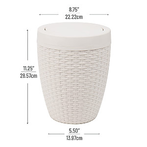 Mind Reader Trash Can, 8L (2 gal) Capacity, Bathroom Decor, Swivel Lid, Accessories, Round, 8.75" L x 8.75" W x 11.25" H, Ivory