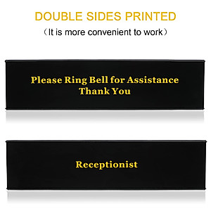 Boao Desk Service Dinner Bell Metal Silver Call Bell and Double Side No Receptionist Sign Please Ring Sign for Service Assistance for Hotel School Restaurant Reception Area(Yellow Bell)