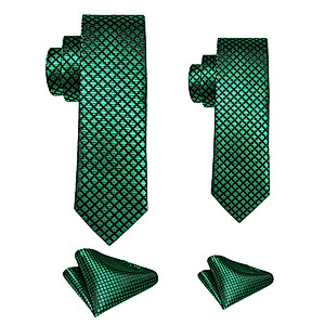 Barry.Wang Necktie Boy Silk Plaid Tie Set Father and Son Check Tie Set Hanky Engagement
