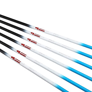 Linkboy Archery Carbon Arrows Hunting Practice Target Arrows Fluorescent Blue with Removable Tip for Compound Recurve Long Bows, Spine 500/32inch, Pack of 12PCS
