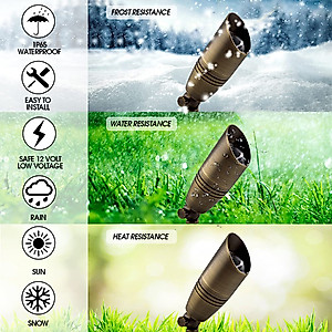 LED Spot Lights Outdoor 105 Landscape Light 7W MR16 LED Bulb - Solid Brass Metal Wall Light Security Lighting LED Yard Lights for Beautiful Bright Long Lasting Home Garden Patio Pool Lighting (4 Pack)