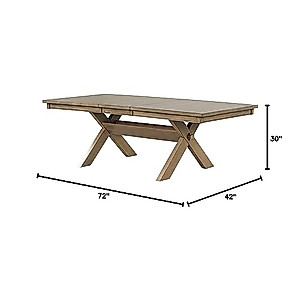 Roundhill Furniture Raven Wood Trestle Extendable Dining Table with Leaf, Glazed Pine Brown