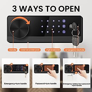 Kavey 2.0 Cub Safe Box, Home Safe with Backlit Touch Screen Keypad and Dual Alarm System, Money Safe With Mute Function and LED Light, Safe for Home Hotel Office