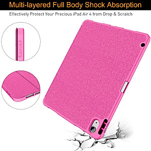 Soke iPad Air Case 5th/4th Generation 10.9 Inch with Pencil Holder - [Full Body Protection + Apple Pencil Charging], Soft TPU Back Cover for 2022 New iPad Air Gen 5 & 2020 iPad Air Gen 4, Pink