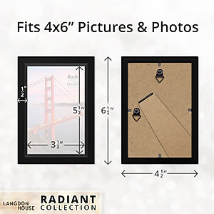 Langdon House 4x6 Black Picture Frame, Modern w/Beveled Accent, Tabletop Easel Included, Radiant Collection