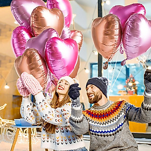 Upgraded Rose Gold and Red Heart Foil Balloons for Valentines Day Decorations,Valentines Day Balloons,Romantic Decorations Special Night (18inch)