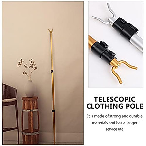 DOITOOL Long Reach Hook 49.1 inch Extended Closet Pole with Utility Hook, Retractable Long Reach Stick Closet Pole Telescoping Long Pole for Clothes, Shutter, Closet, Curtain, Shelf, Ceiling ( Gold )