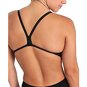 ARENA Women's Solid Team MaxLife Swimsuit Challenge Back One Piece Ladies Bathing Suit Competition Training Athletic Swimwear, Black/White, US Size 30