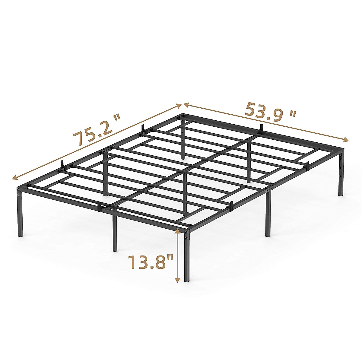 coucheta Full Metal Platform Bed Frame with Sturdy Steel Bed Slats,Mattress Foundation No Box Spring Needed Large Storage Space Easy to Assemble Non-Shaking and Non-Noise Black (Full)