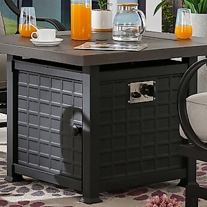 PatioFestival Patio Conversation Set Outdoor Furniture CSA Certification 50,000 BTU 33.9 Inch Propane Fire Pit Table Sets with Rocking Chairs Thick Cushions(5 Pcs,Grey)