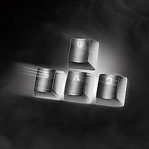 Qupei Metal Keycaps OEM(WASD Keys) FPS/MOBA for 60%/87/104/108 for MX Switches Mechanical Keyboard, Ultra-Thin FPS & MOBA Gaming Keyboard Caps for Cherry Mx Switch (Silver)