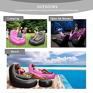 Set of 2 Inflatable Armrest Lounge Chair with Ottoman,Hand Pump,Eye Mask,Earplugs-Portable Blow Up Sofa,Air Chaise Lounge,Ideal Loveseat Set for Family Movie Night,Couple,Gaming,Party,Camping,Garden