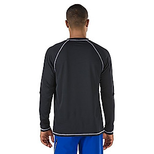 Speedo mens Uv Shirt Long Sleeve Loose Fit Easy Tee athletic technical swimsuits, Speedo Black, XX-Large US