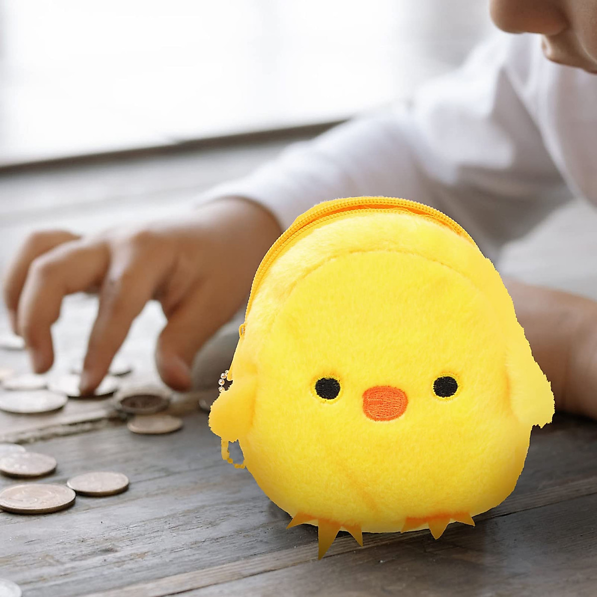 IMIKEYA 4pcs Coin Purse Plush Yellow Chick Change Purse Kawaii Charge Purse Cell Phone Wallet Christmas Party Favors Gifts