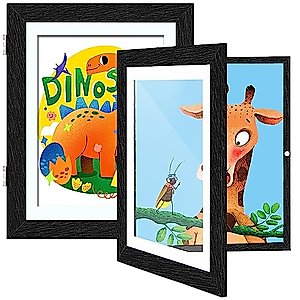 Eiqer Kids Art Frames, Front Opening Kids Art Display Frames 8.5x11, kids Art Frames Front Opening, A4 Art-Work, Storage Frames, Crafts, Drawing for Kids Drawing Crafting (Black, Set of 2)