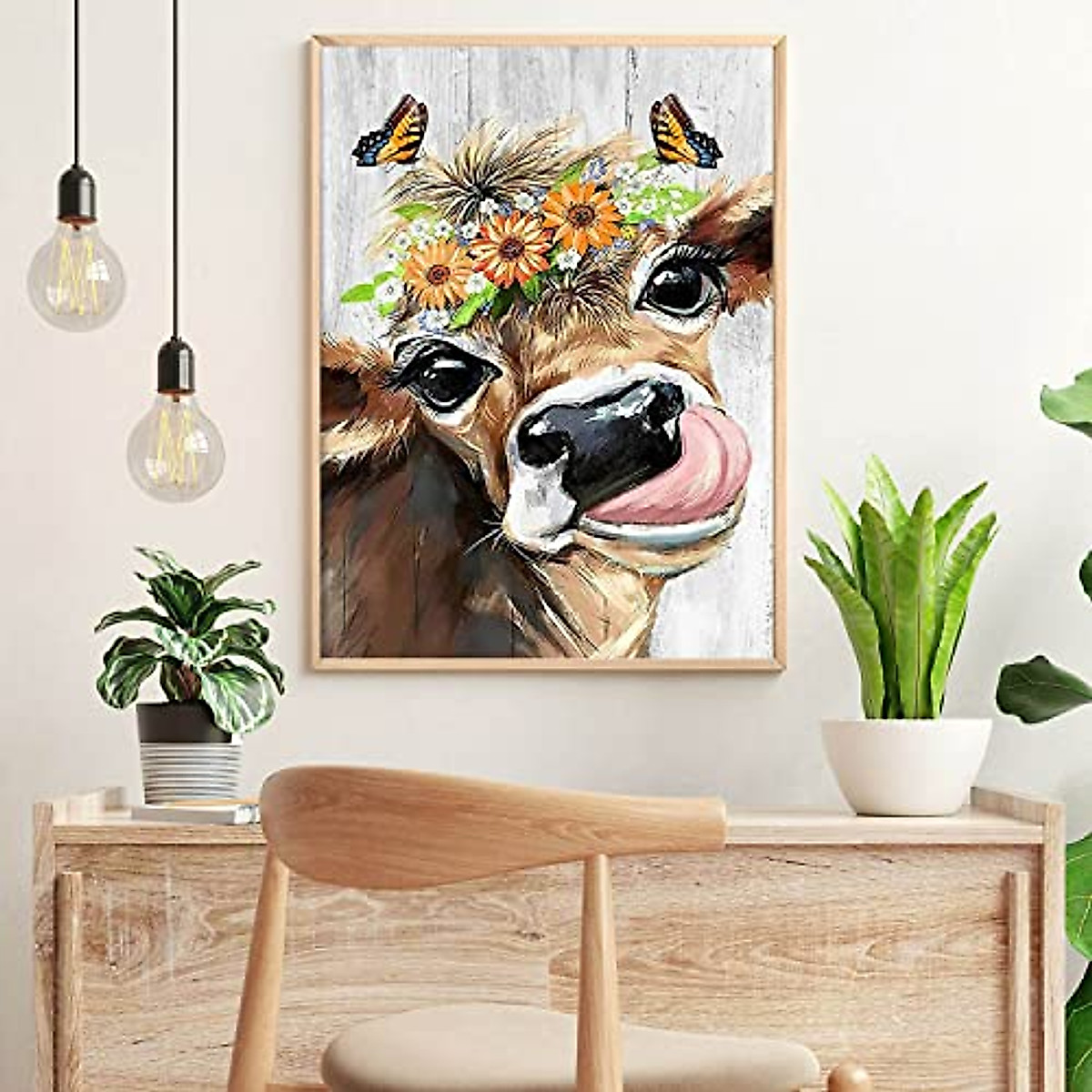 Highland Cow Diamond Art Painting Kits for Adults - Full Drill Diamond Dots Paintings for Beginners, Round 5D Paint with Diamonds Pictures Gem Art Painting Kits DIY Adult Crafts Kits 12x16inch