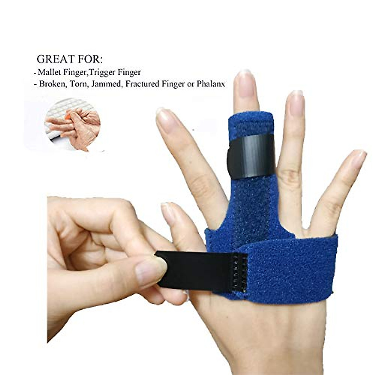 Mcvcoyh Trigger Finger Splint, Finger Knuckle Support Brace, Adjustable Brace for Straightening Curved, Bent, Locked and Mallet Finger Thumb,Ring,Index(Right)