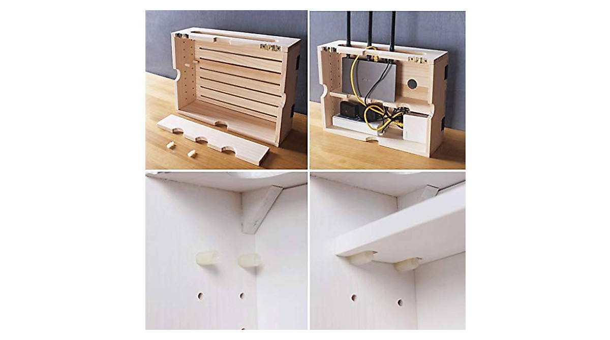 Wood Wall Shelf for Router & TV Accessories Storage