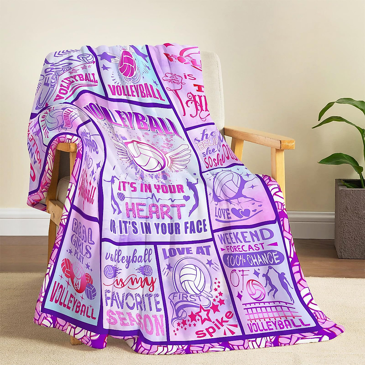 Riediomio Volleyball Blanket Gifts for Teen Girls Volleyball Throw Blanket Volleyball Stuff Volleyball Team Gifts Merch for Volleyball Players Coach 50"x40"