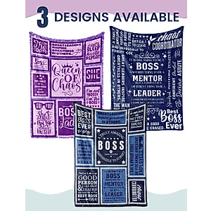 Boss Gifts from Employees, Bosses Day Gifts for Men, Bed Flannel Plush Throw Blankets (50"x 65") Christmas Office Gift Idea on Boss Day, Birthday, Appreciation, Retirement, Mentor Leader-Blue