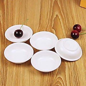 ifundom Dip Bowls Set of 10 Plastic Dip Soy Sauce Dishes & Bowl Small Cups for Sushi Tomato Sauce, Soy,- Chip and Dip Serving Bowl Set, White