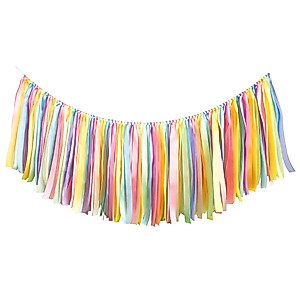 Kingsnow Highchair Banner Birthday Ribbon Garland 40 inches Chair Tutu Skirt for Ice Cream Party Decor,Baby Shower,Photo Booth Props,Classroom Decor and Girl Birthday
