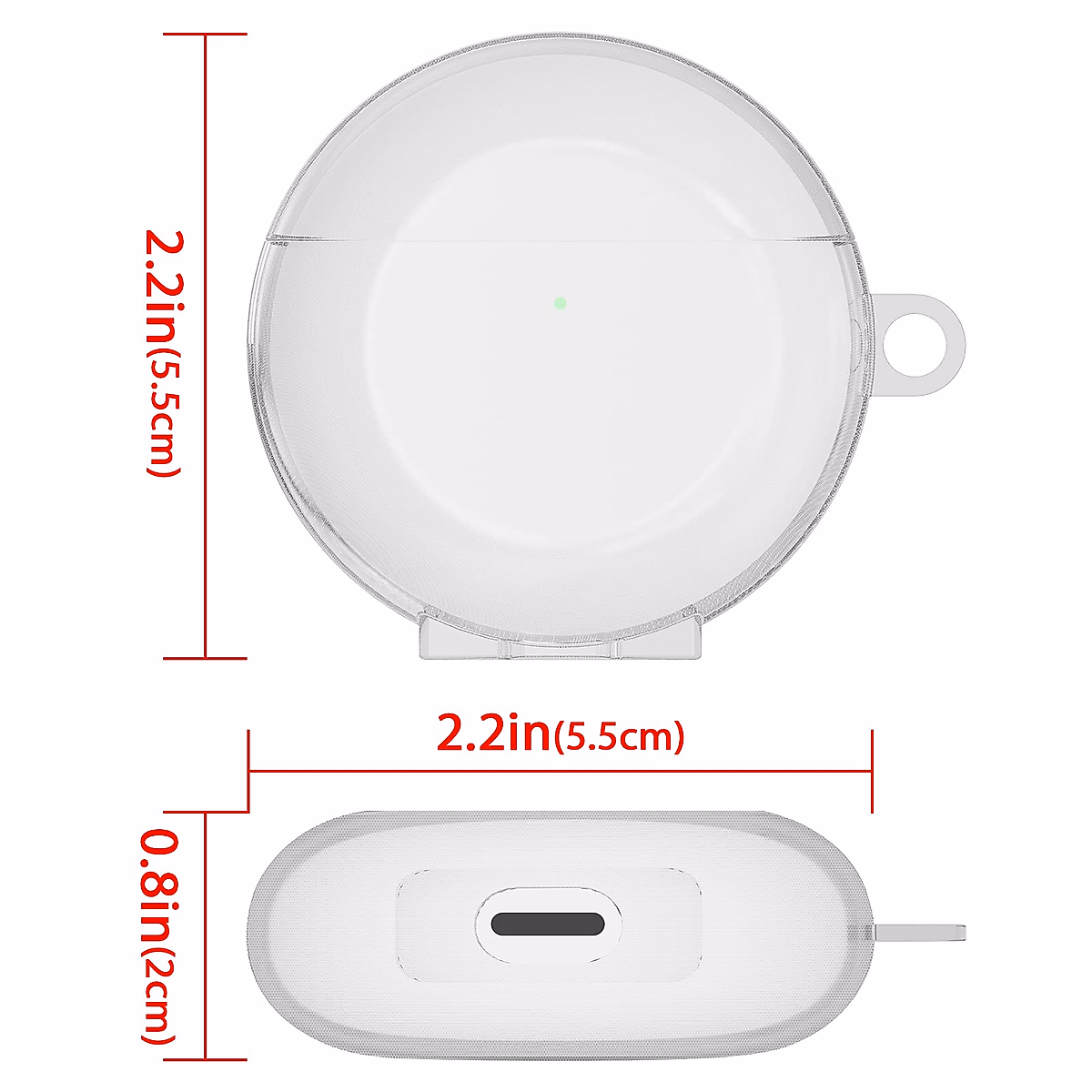 Geekria TPU Case Cover Compatible with Huawei FreeBuds 4 True Wireless Earbuds, Protective Earphones Skin Cover with Keychain Hook, Charging Port Accessible, Front LED Visible (Clear)