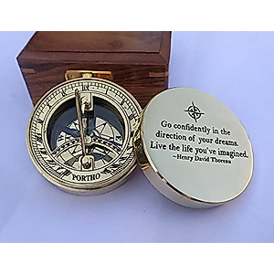 PORTHO Thoreau's Go Confidently graduation Compass with Wooden box, Inspirational graduation gifts, confirmation gifts, first communication gifts, unique gift ideas