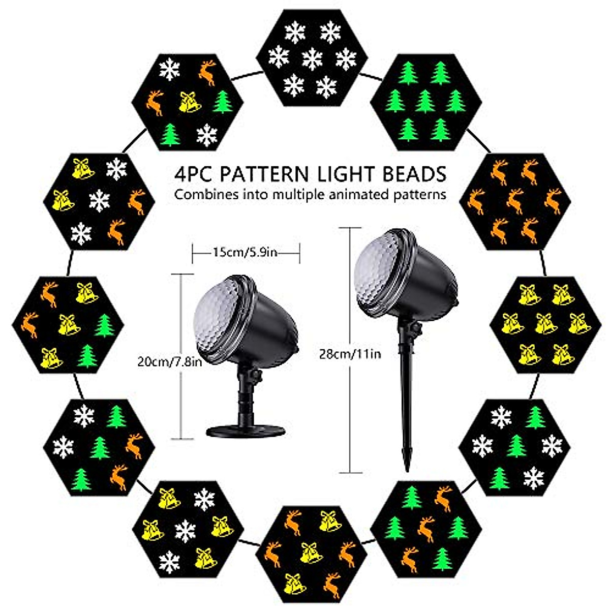 Decorative Lighting Projectors Outdoor, IP65 Waterproof Projection Lamp with Remote Control & Timer Function for Xmas Holiday Party Garden Patio Decoration