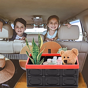 Senhuok 2 Pack Collapsible Storage Box 30L Folding Storage Bin with Lid Storage Container Shelf Basket Plastic Utility Crates Tote Clothes Toy Books Snack Shoe Grocery Storage Holder - Black