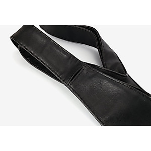 Aecibzo Women's PU Leather Self Tie Wrap Around Obi Waist Band Cinch Boho Belt (Black,Fit waist 22”-34.5”)