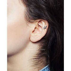 COCHARM G23 Solid Titanium Cartilage Earrings Stud 16G Silver Threadless Push in Helix Earrings for Women Cute Bat Helix Piercing Jewelry Surgical Steel Hypoallergenic