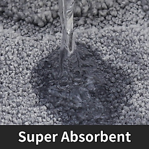 COSY HOMEER Soft Kitchen Rugs [2 PCS] for in Front of Sink Super Absorbent Kitchen Floor Mats and Mats 20x30 Inch/20X48 Non-Skid Kitchen Mat Standing Mat Washable,Polyester,Grey