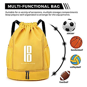 brooman Youth Soccer Bags Boys Girls Backpack for Soccer Basketball Volleyball & Football with Ball Compartment Yellow-6