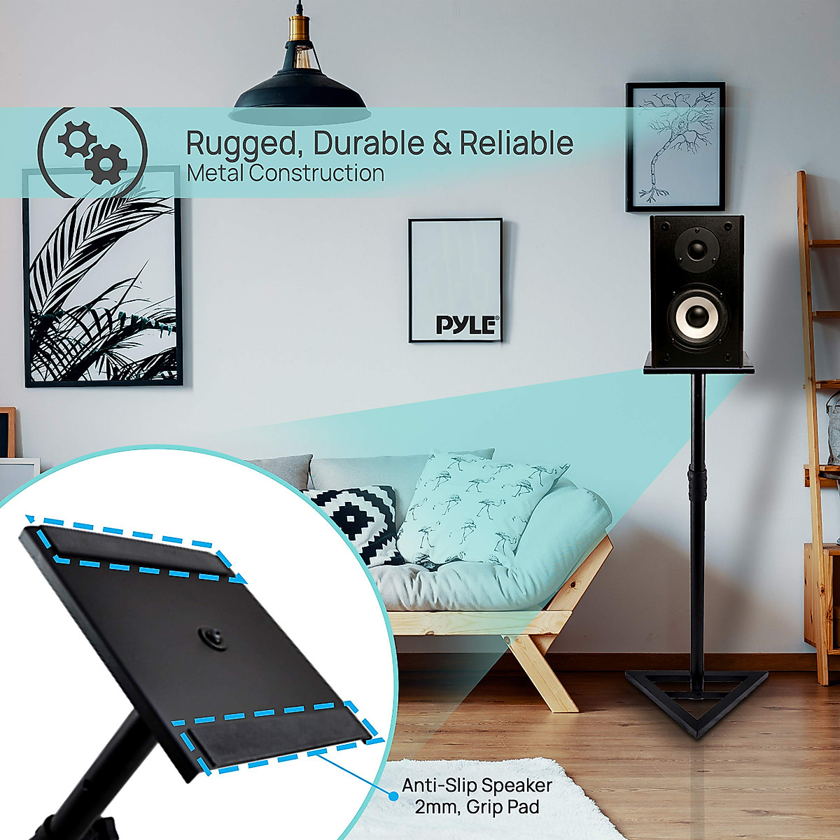 Pyle Sonos Speaker Stand Pair of Sound - Play 1 and 3 Holder & Sound Dampening Speaker Riser Foam - Audio Acoustic Noise Isolation Platform Pads Recoil Stabilizer PSI03 (9 x 12 x 2 Inch, Pair)