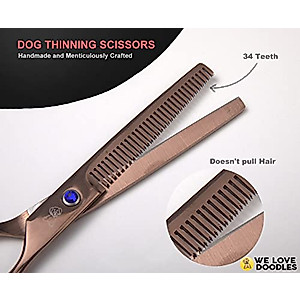 We Love Doodles Dog Grooming Scissors Kit - Dog Grooming Shears - Curved Dog Grooming Scissors - Thinning Scissors For Dogs - Best Grooming Scissors For Goldendoodles
