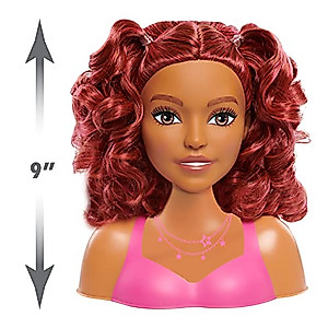Barbie Small Styling Head, Brown Hair, 17-pieces, Pretend Play, Kids Toys for Ages 3 Up, Amazon Exclusive